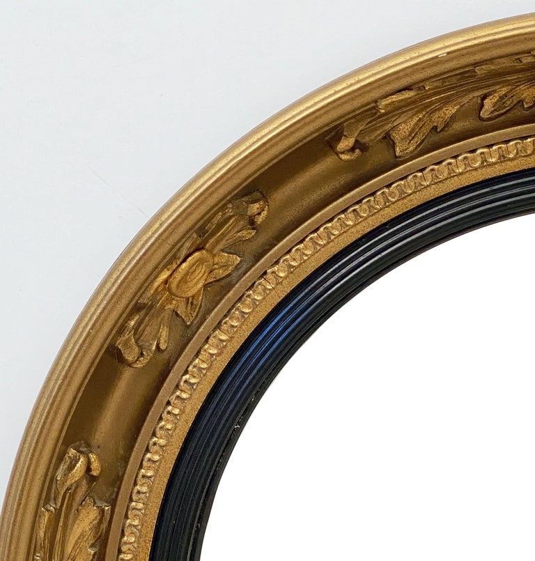 English Round Gilt Framed Convex Mirror at 1stDibs