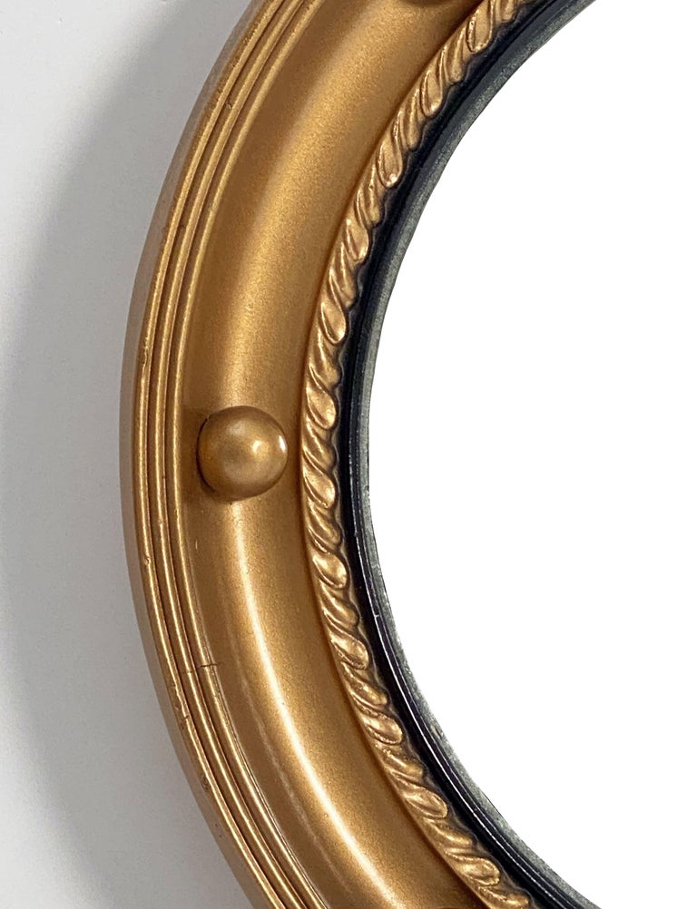 English Round Gilt Framed Convex Mirror (Diameter 13) For Sale at 1stDibs