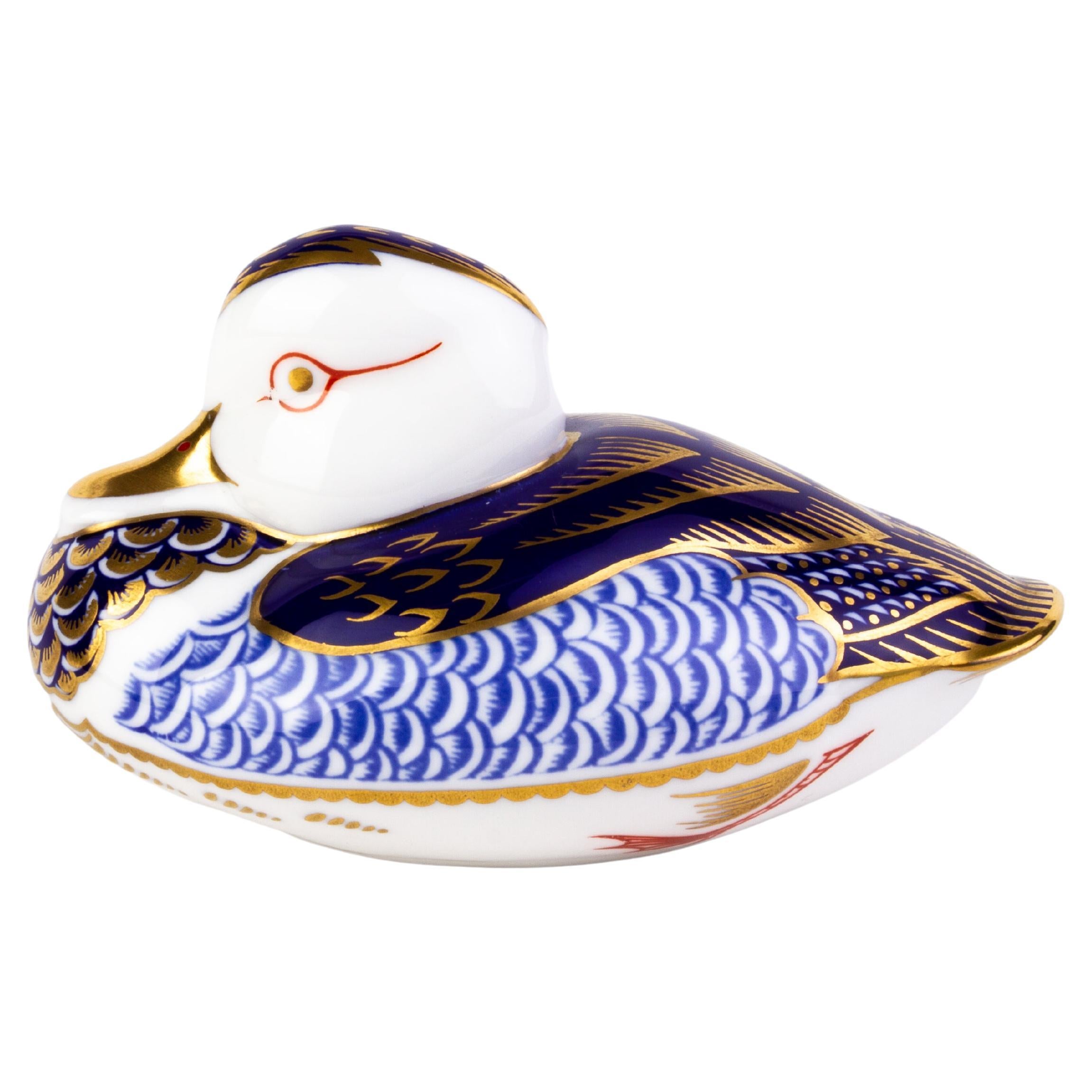 English Royal Crown Derby 24K Gold Porcelain Desk Paperweight Duck For ...