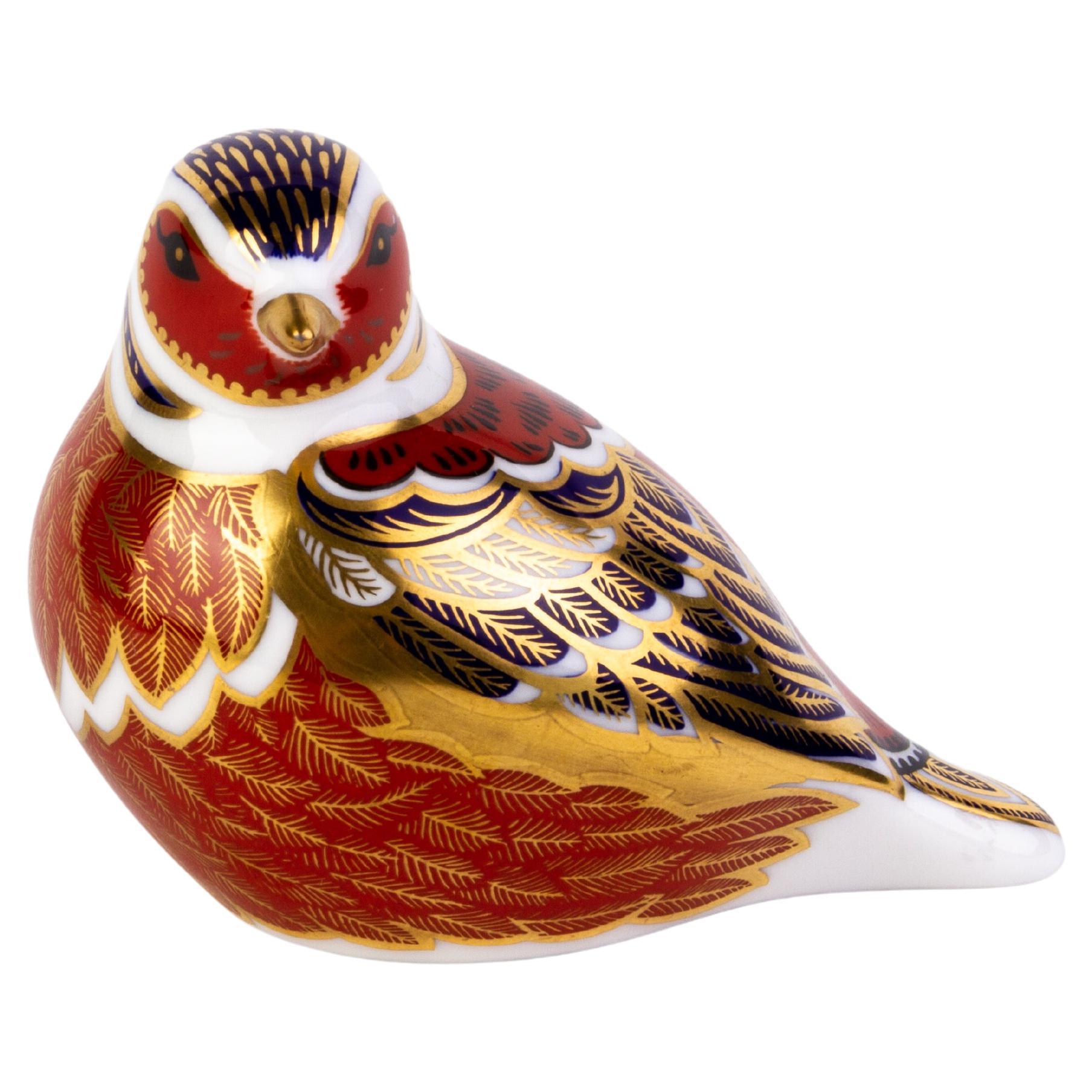 English Royal Crown Derby 24K Gold Porcelain Desk Paperweight Wren Bird ...