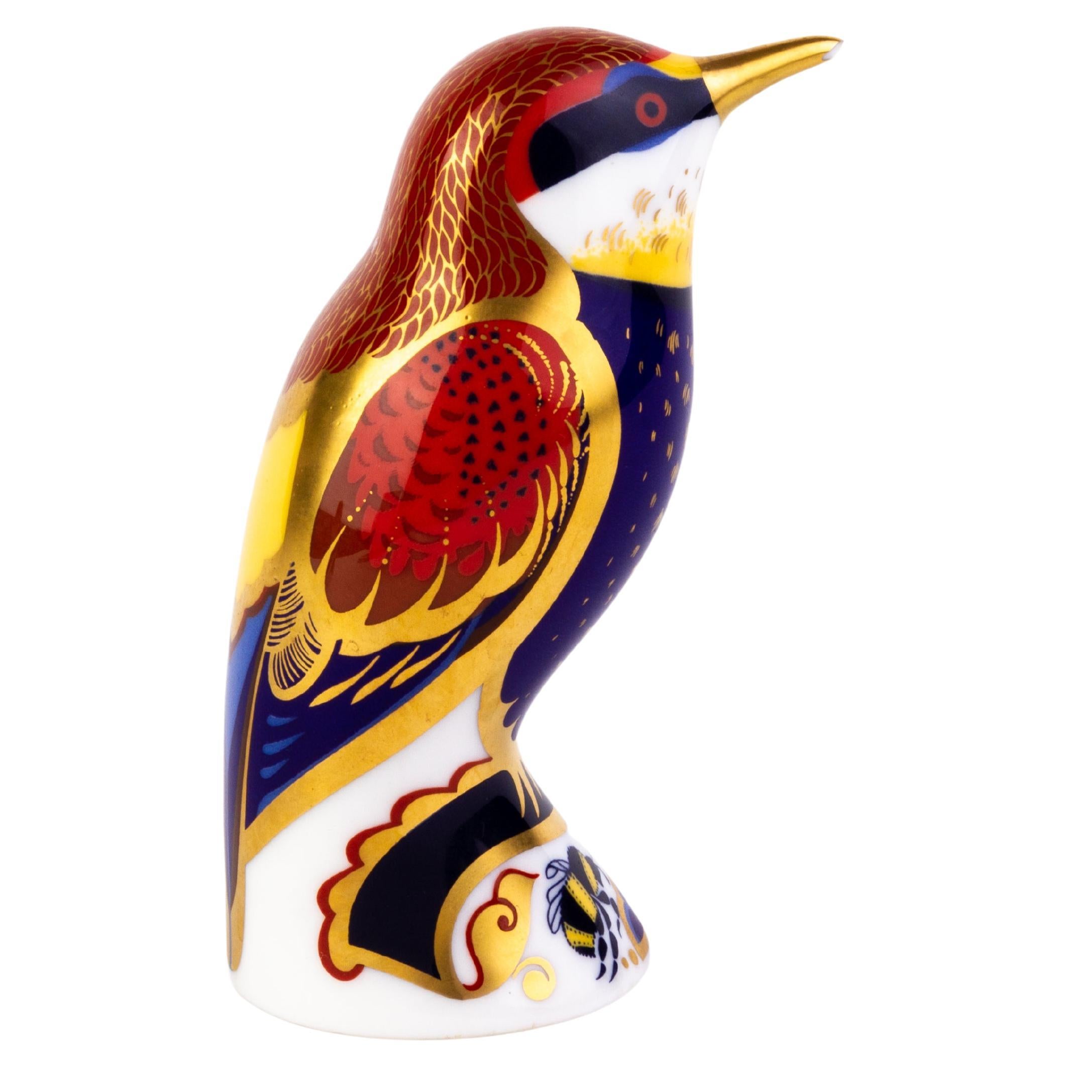 English Royal Crown Derby 24K Gold Porcelain Paperweight Robin Bird For Sale at 1stDibs