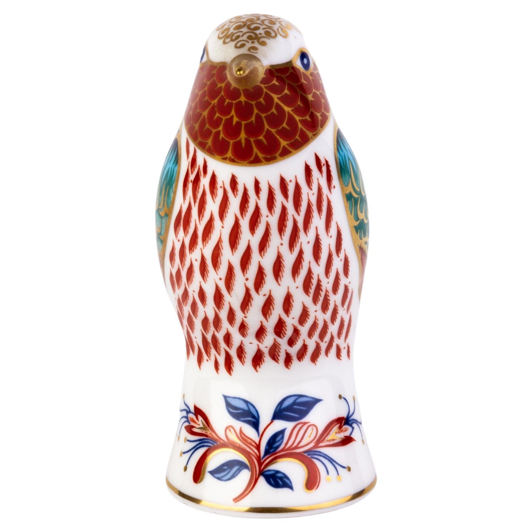 English Royal Crown Derby 24K Gold Porcelain Paperweight Kingfisher For ...