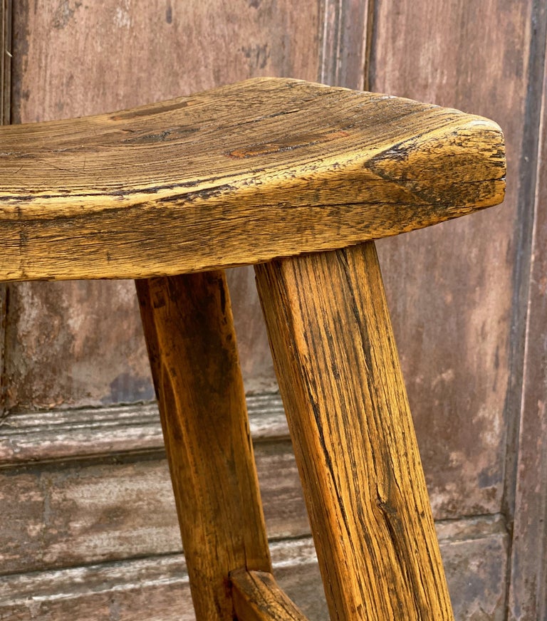 English Saddle Seat or Farm Stool of Elm at 1stDibs
