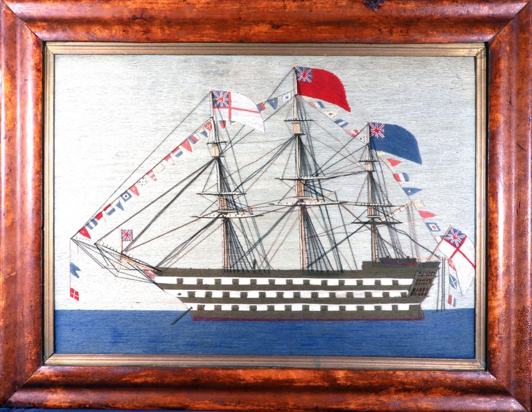 English Sailor's Woolwork Picture of a Full Dressed Ship For Sale at ...