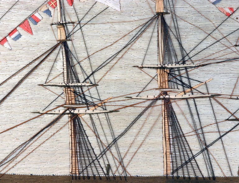 English Sailor's Woolwork Picture of a Full Dressed Ship For Sale at ...