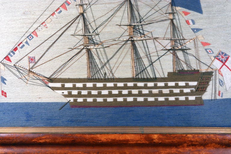 English Sailor's Woolwork Picture of a Full Dressed Ship For Sale at ...