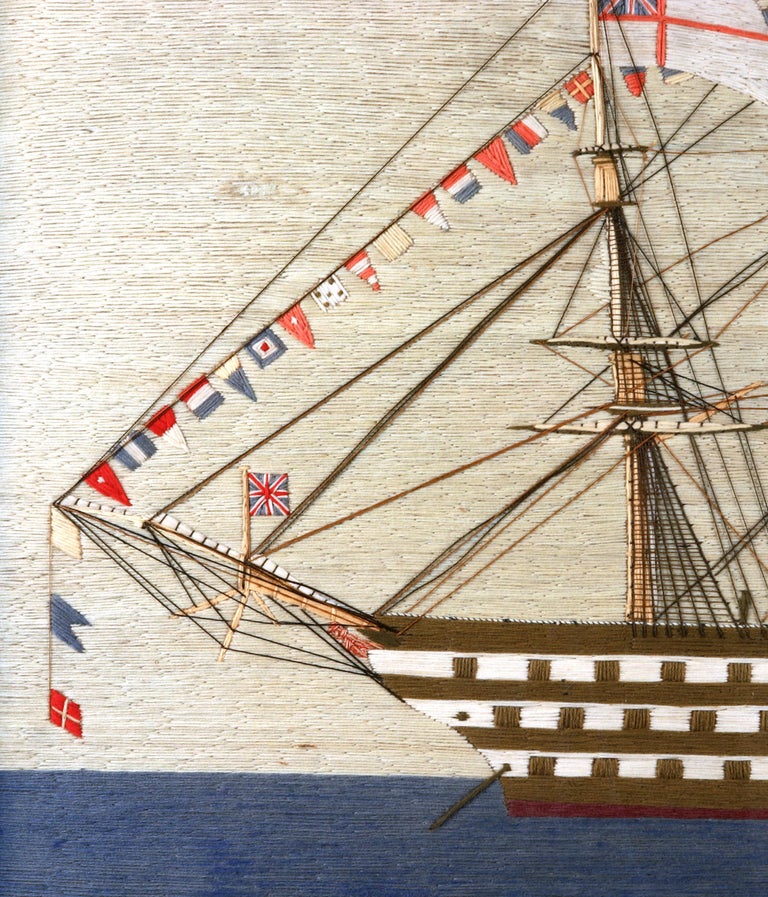 English Sailor's Woolwork Picture of a Full Dressed Ship For Sale at ...