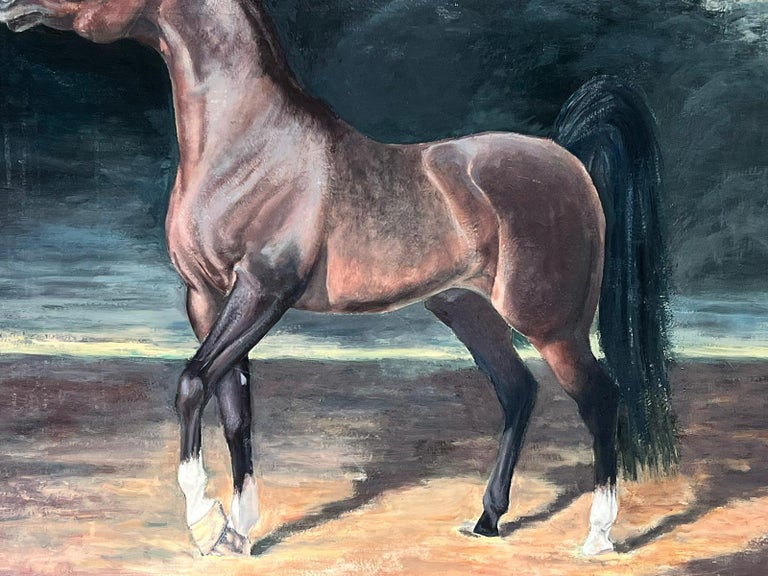 English School - Bay Arab Horse in Stormy Brooding Skies Landscape ...