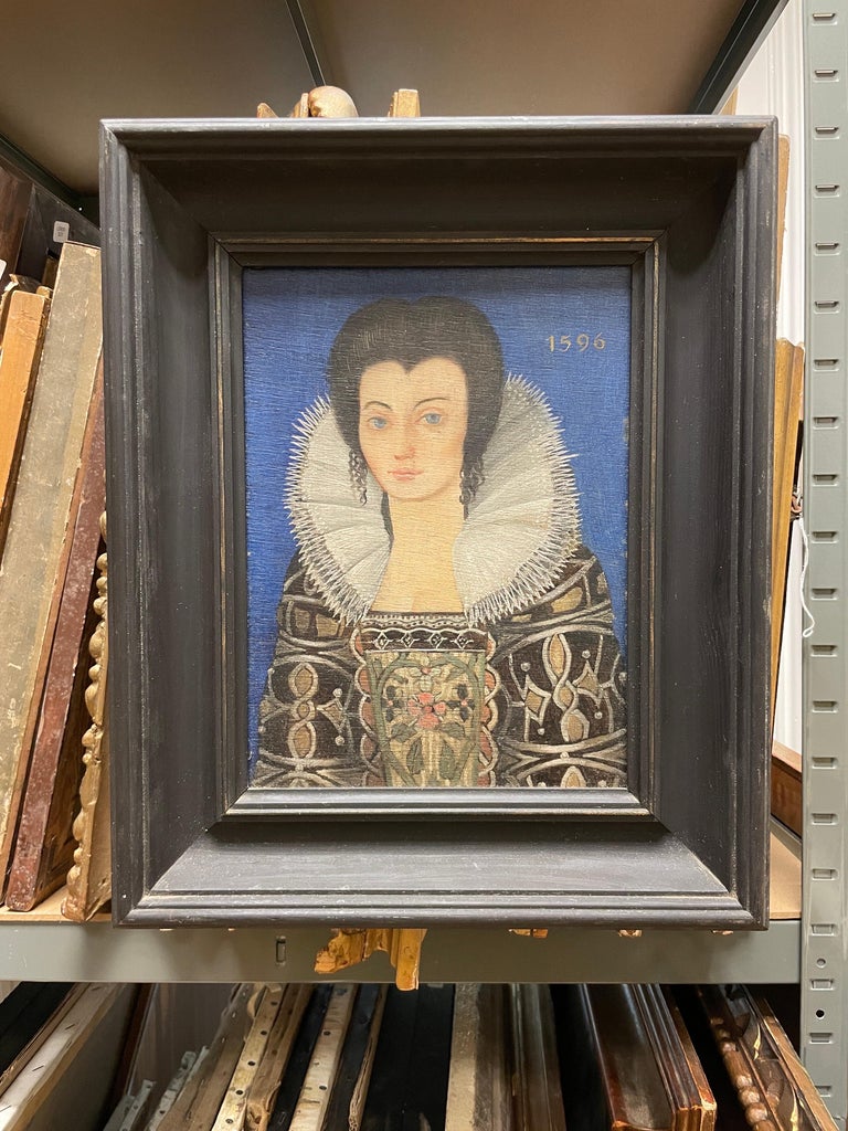 English School - Fine English Portrait of Elizabethan Lady, framed oil ...