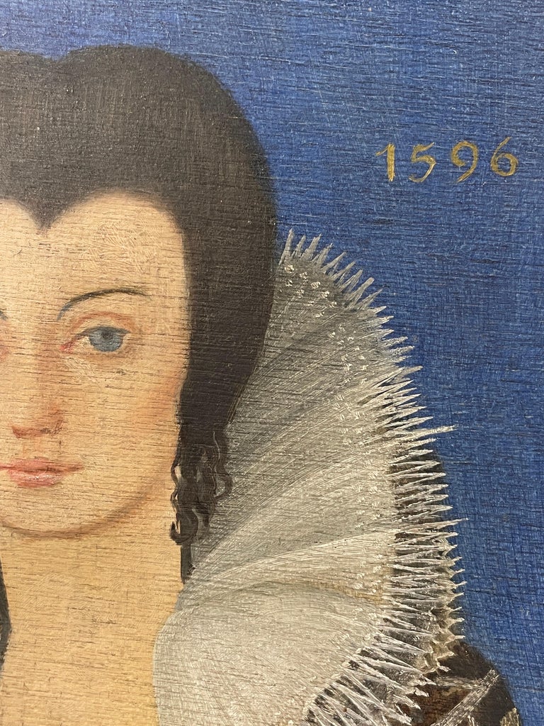 English School - Fine English Portrait of Elizabethan Lady, framed oil ...