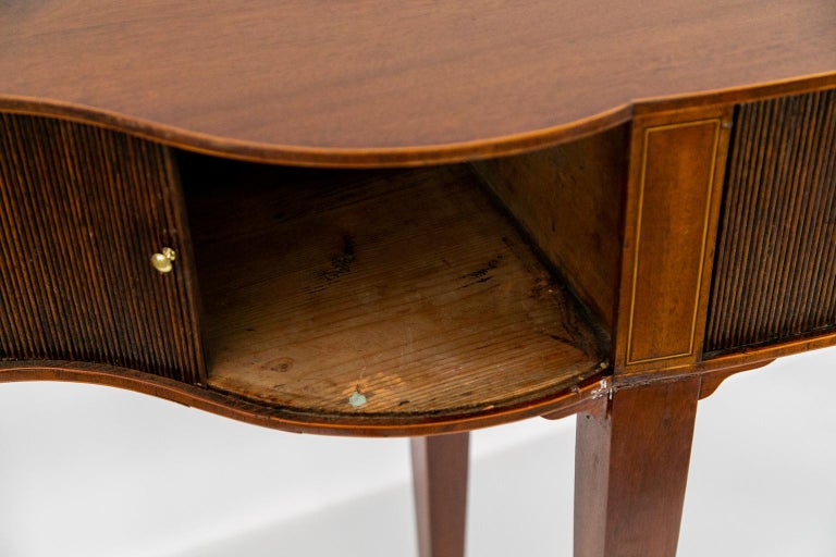 English Serpentine Tambour Console Table at 1stDibs