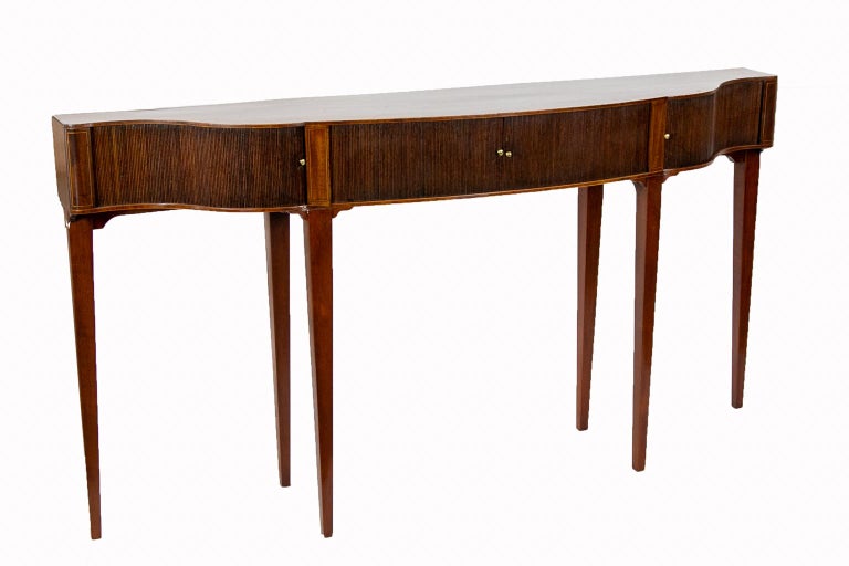English Serpentine Tambour Console Table at 1stDibs