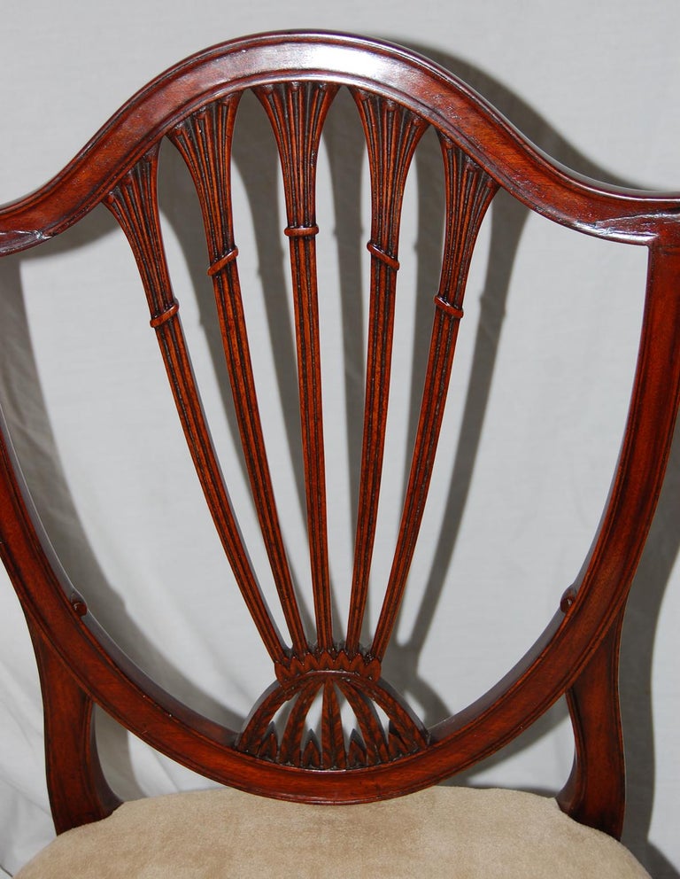 English Set of Four Georgian Hepplewhite Period Mahogany Shieldback ...