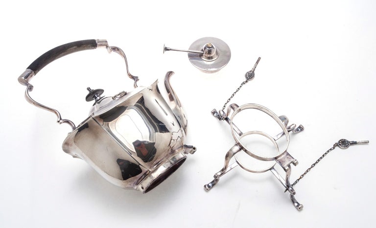 English Sheffield-Plate Tea Pot with Warming Stand For Sale at 1stDibs