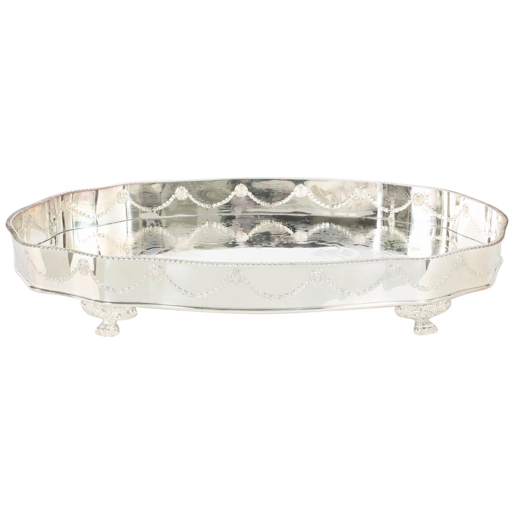 Vintage English Sheffield Silver Plated Copper Footed Bar Serving ...