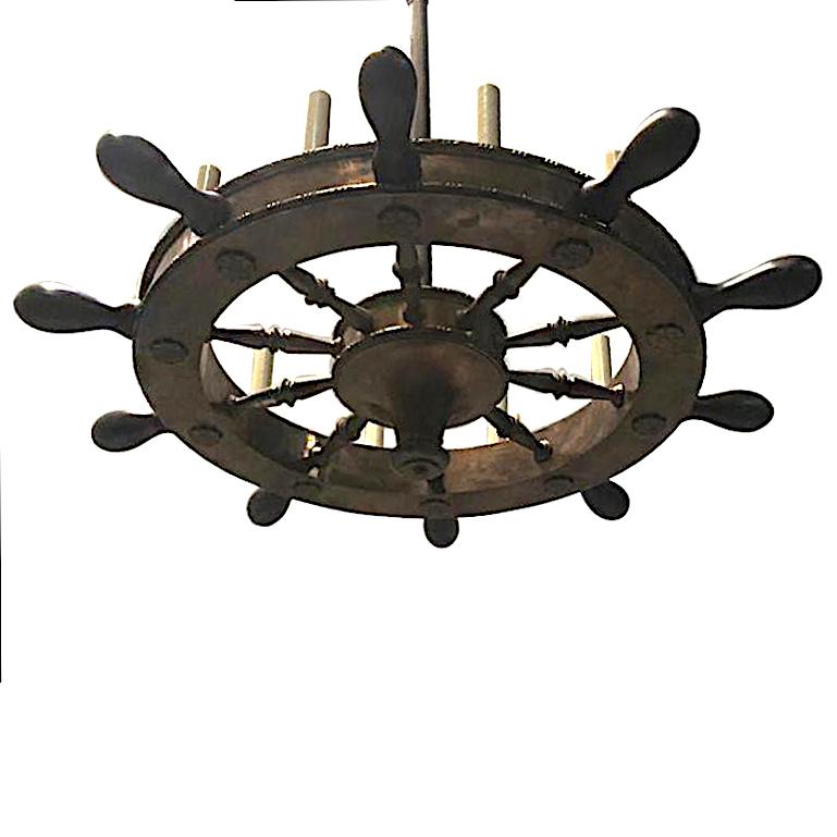 English Ship Wheel Chandelier For Sale at 1stDibs | ship wheel light ...