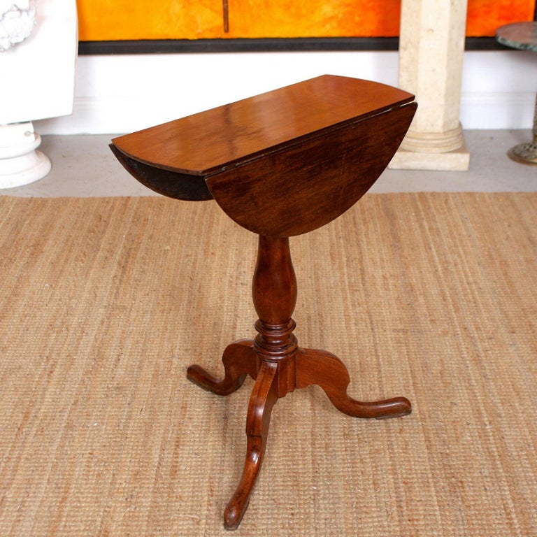 English Side Table Drop-Leaf Tripod 19th Century Mahogany Victorian ...