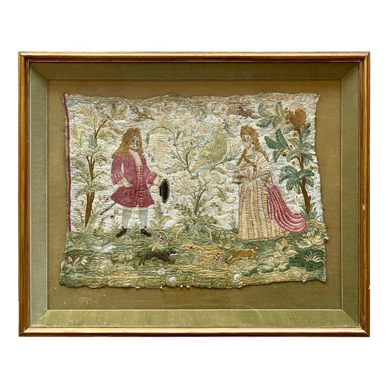English Silk Needlework, 18th Century at 1stDibs