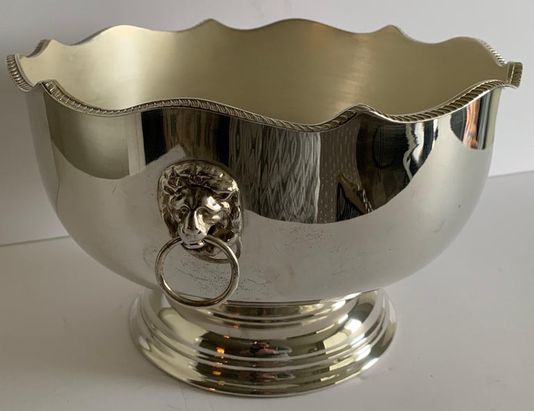 English Silver Lion Head Monteith or Punch Bowl For Sale at 1stDibs