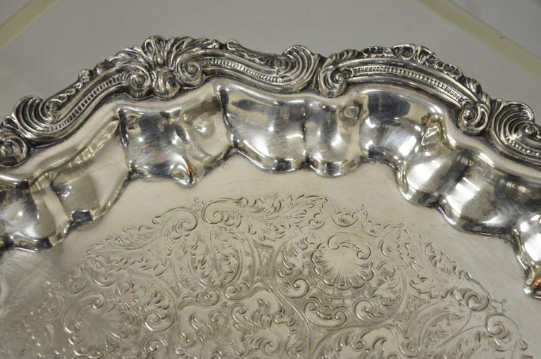 English Silver Mfg Scalloped Edge Regency Style Silver Plated Platter ...