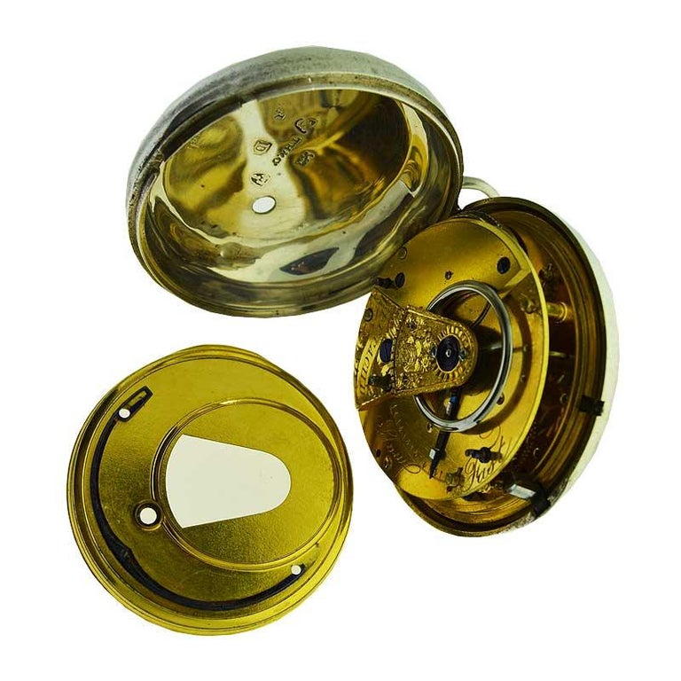 English Silver Pair Cased Chain Driven Fuzee with Original Dial and ...