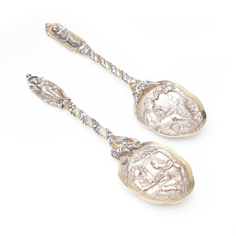 English Silver Pair of Spoons, London, 1891 by Charles Goodwin For Sale ...