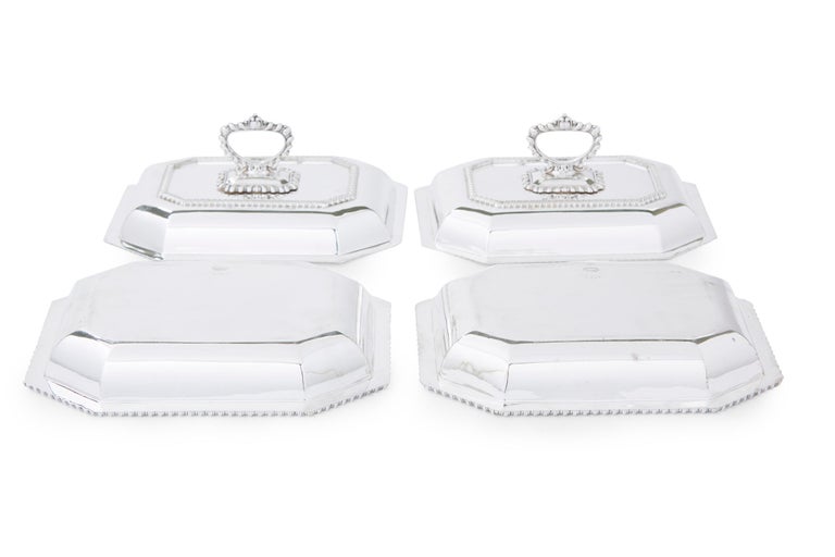 English Silver Plate Covered Pair Entree Dishes For Sale at 1stDibs