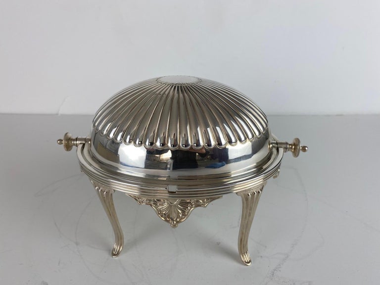 English Silver Plate Roll Top Dish For Sale at 1stDibs