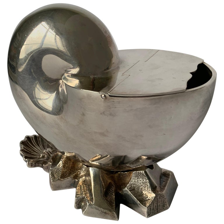 English Silver Plated Nautilus Shell Spoon Warmer For Sale at 1stDibs