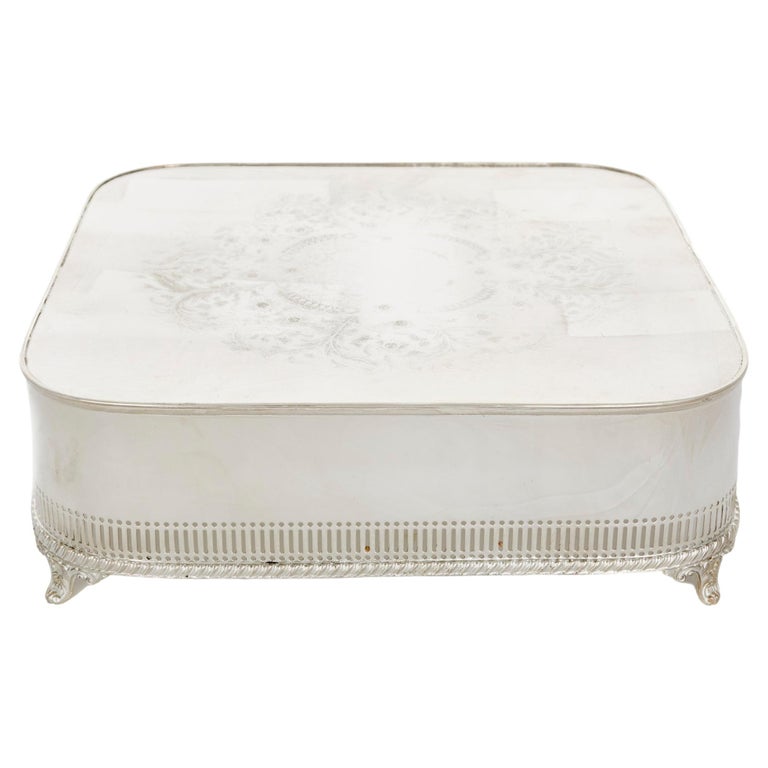 English Silver Plated Square Footed Plateau / Dessert Stand For Sale at ...
