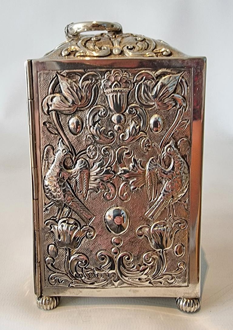 English Silver Repousse Striking Carriage Clock by William Comyns For ...