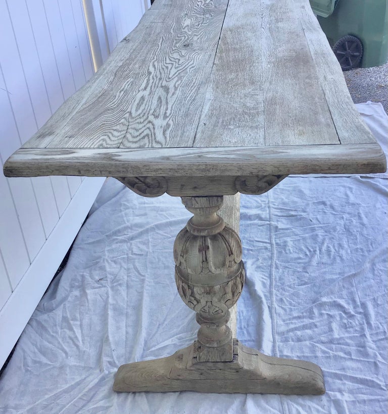 English Solid Oak Jacobean Style Refectory Trestle Table at 1stDibs