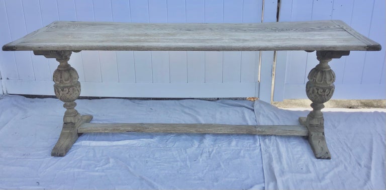 English Solid Oak Jacobean Style Refectory Trestle Table at 1stDibs