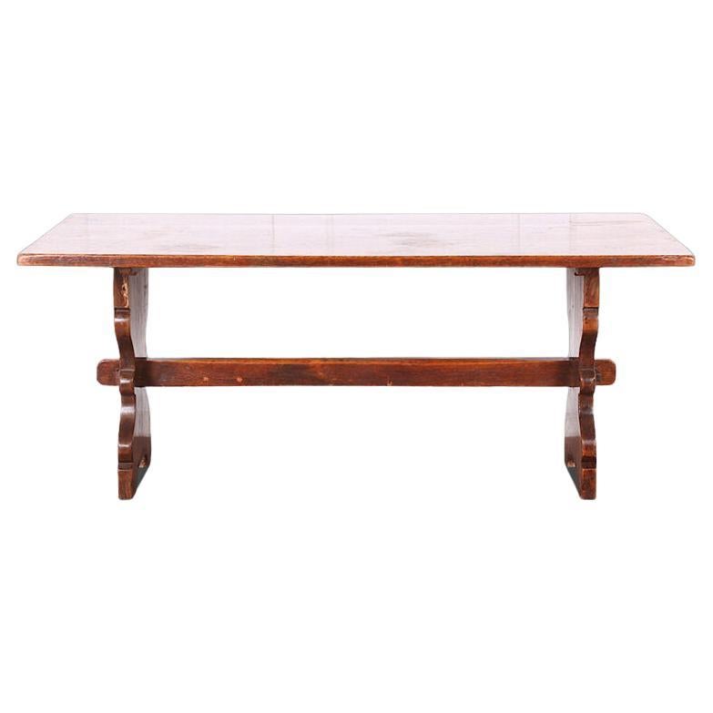 Solid Oak Timber Frame Trestle Table For Sale at 1stDibs