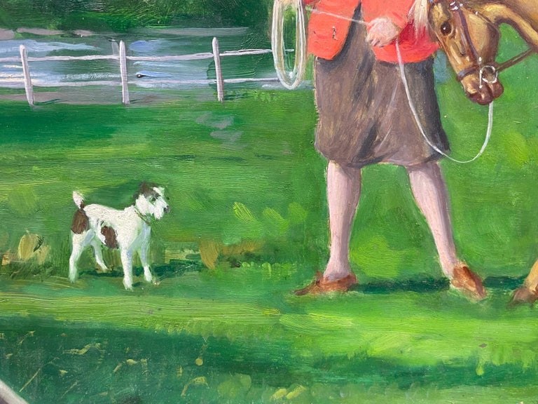 English Sporting Art - 1950's English Oil Mother and Daughter Horse ...