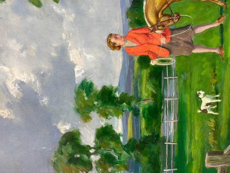 English Sporting Art - 1950's English Oil Mother and Daughter Horse ...