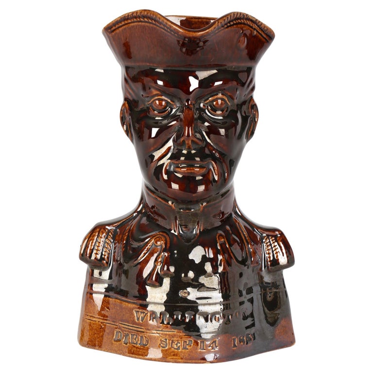 English Staffordshire Treacle Glazed Wellington Commemorative Jug Dated ...