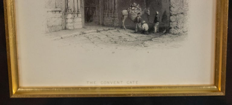 English Steel Plate Engraving of Streetscape For Sale at 1stDibs