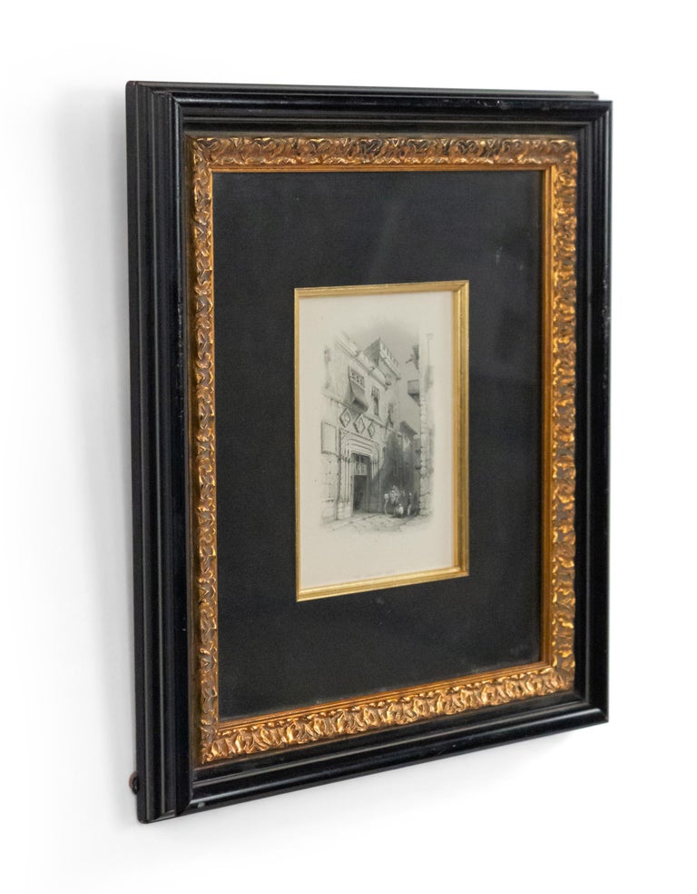 English Steel Plate Engraving of Streetscape For Sale at 1stDibs