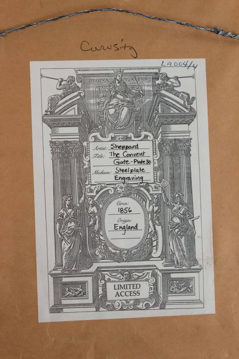 English Steel Plate Engraving of Streetscape For Sale at 1stDibs
