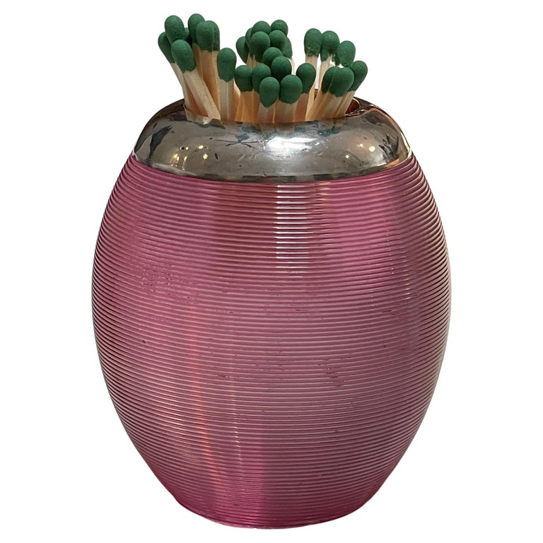 English Sterling Red Crystal Ribbed Matchstrike, Birmingham, 1919 For ...