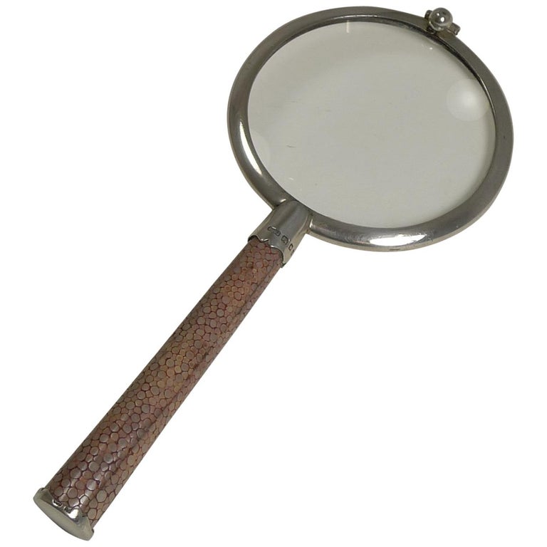 English Sterling Silver and Shagreen Magnifying Glass, 1929 at 1stDibs