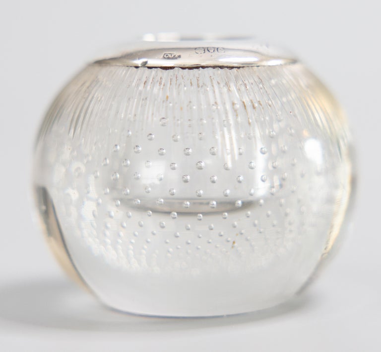 English Sterling Silver and Controlled Bubbles Glass Match Striker, London C. 1899 For Sale at ...