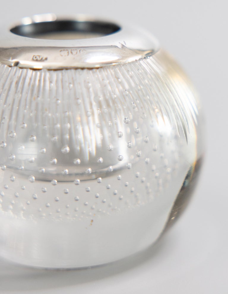 English Sterling Silver and Controlled Bubbles Glass Match Striker, London C. 1899 For Sale at ...
