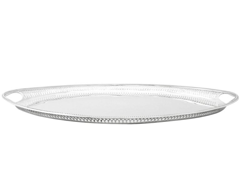 English Sterling Silver Galleried Tea Tray For Sale at 1stDibs