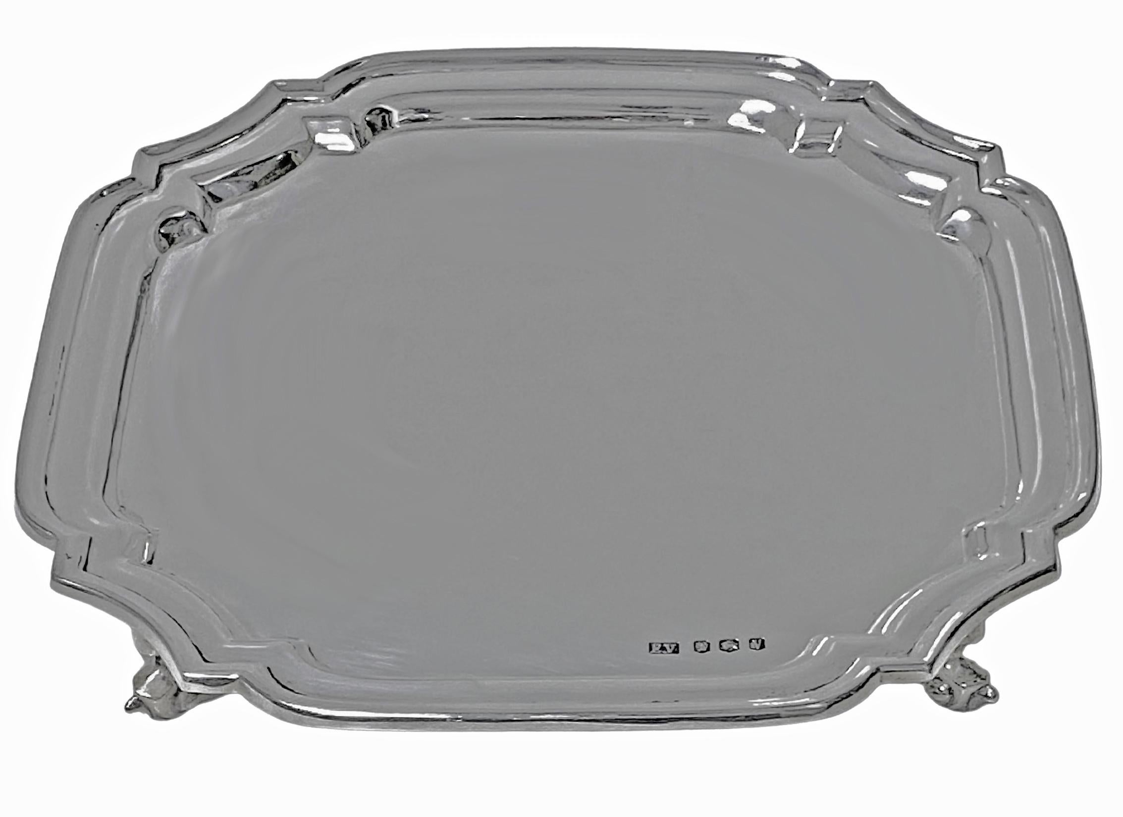 English Sterling Silver George 1 style square Salver Tray For Sale at ...