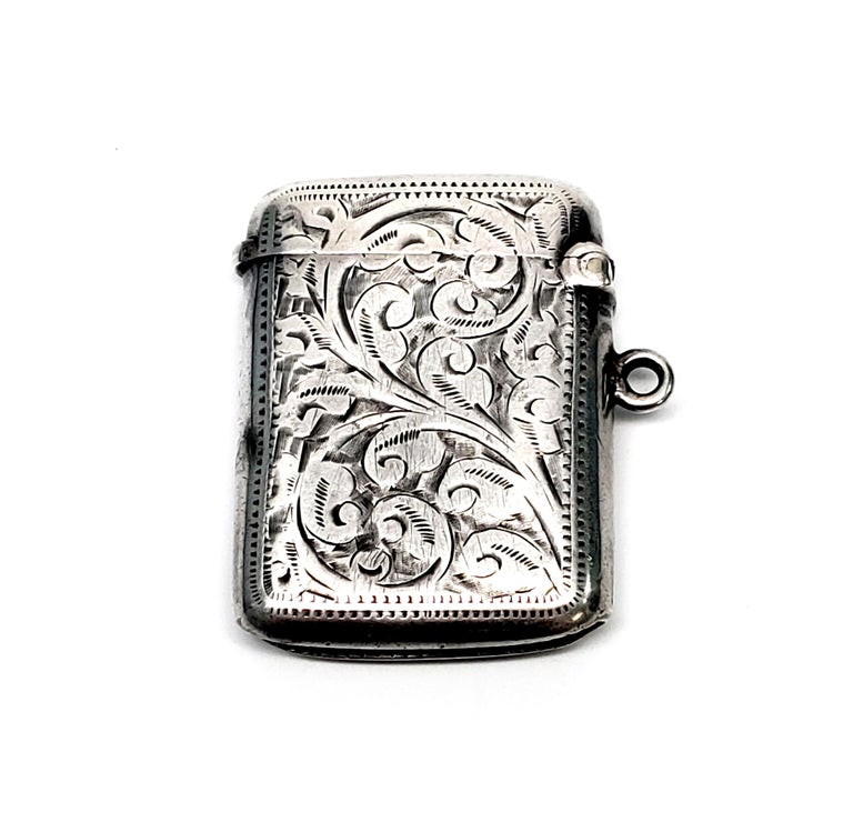 English Sterling Silver Thomas Bishton Match Safe or Vesta Case with ...