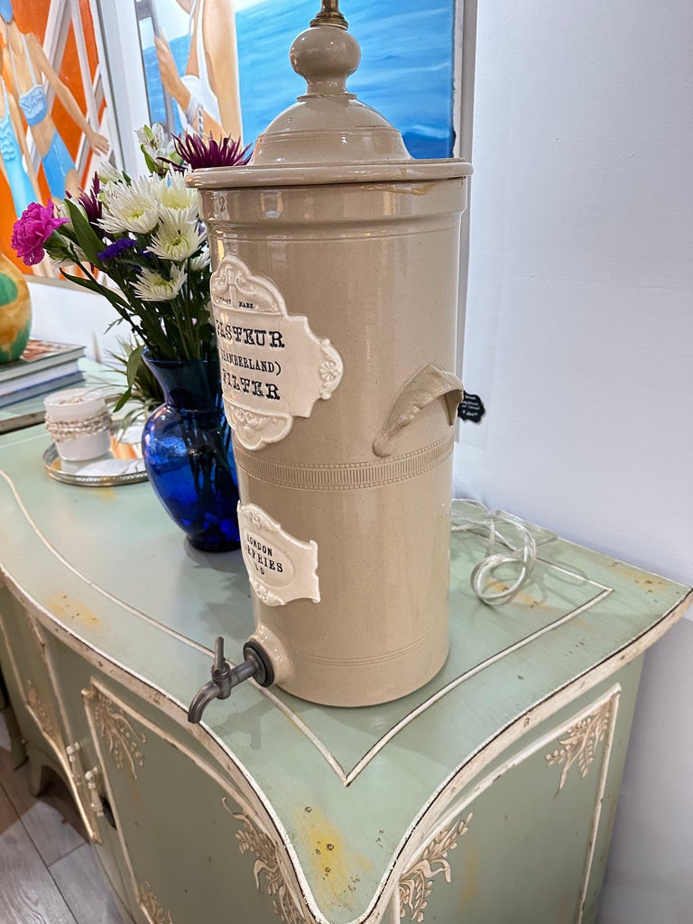 English Stoneware Water Filter Table Lamp For Sale at 1stDibs