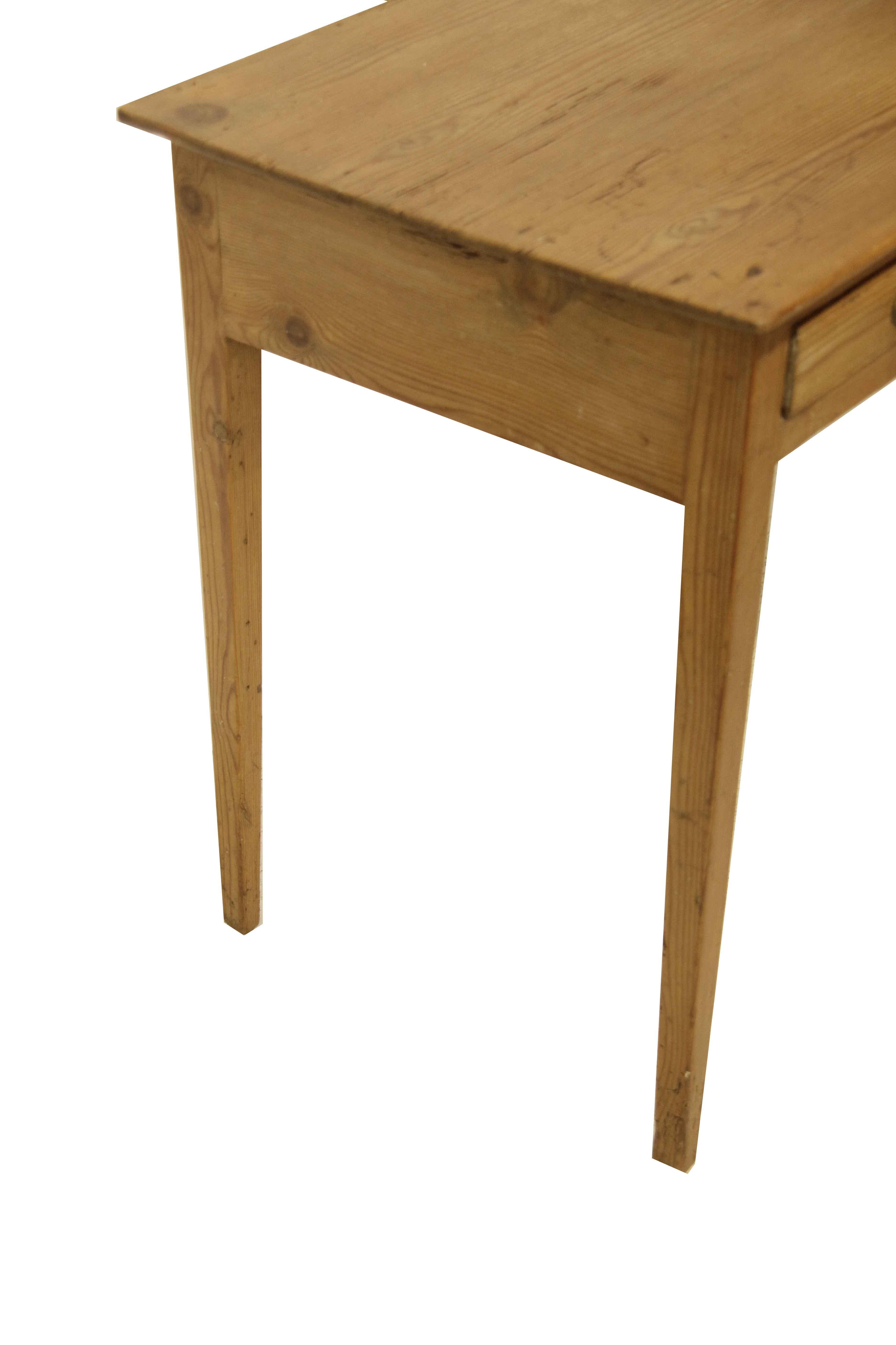 English Stripped Pine Two Drawer Table For Sale at 1stDibs