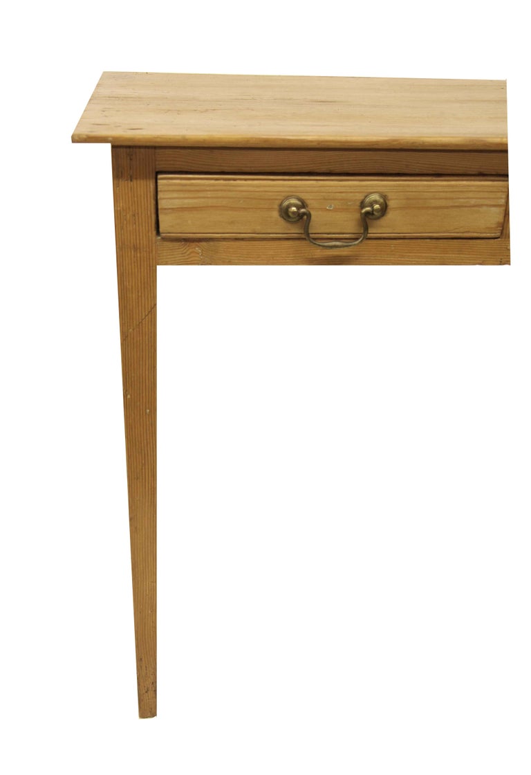 English Stripped Pine Two Drawer Table For Sale at 1stDibs